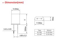 China 20pF 30ppm Through Hole Crystal Oscillator 455KHz High Frequency for sale