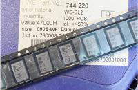 China Wurth Elektronik 744220 WE-SL2 4.7mH 100kHz SMD Common Mode Choke Filter 20kOhm 500mA for sale
