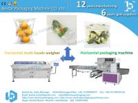 China Bestar horizontal flow packing machine with 12 heads horizontal weigher for fruits vegetables for sale
