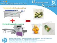China Bestar horizontal flow packing machine with 12 heads horizontal weigher for fruits vegetables for sale