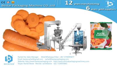 China Fresh salad sliced carrot pouch packaging machine with labeling for sale