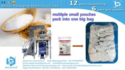 China White sugar automatic packaging line for multiple small pouches count and fill into big pouch for sale