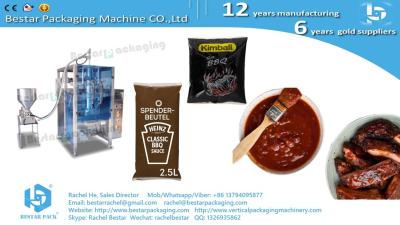 China BBQ sauce Pizza sauce 3KG pouch packaging machine, with rotor pump BSTV-550P for sale