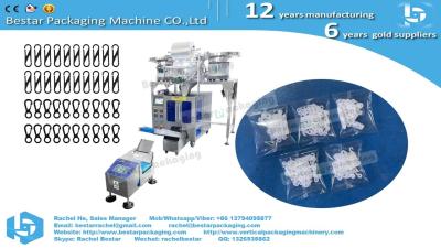 China Plastic hooks pouch packing machine with three counting vibration bowls for sale