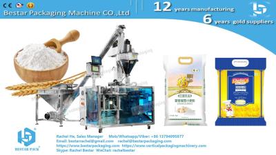 China How to pack 5kg flour in premade bag with handle automatically for sale