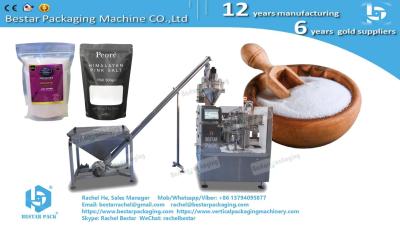 China 8-station Doypack packaging machine with airtight seal for 500g of salt for sale