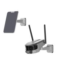 China Dual Lens 4G Solar Panel CCTV Camera 180 Degree Solar Light Security Camera for sale