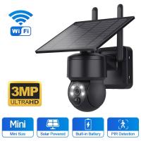 China Outdoor PTZ 3MP Solar Powered CCTV Camera Black Color Weather Proof for sale