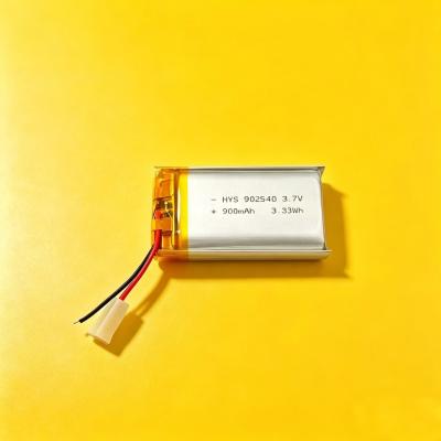 China 902540 3.7V 900mAh Lithium Polymer Battery 9.0x25x40mm Rechargeable LiPo Pouch Cell for sale