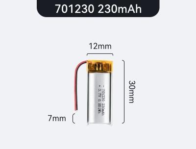 China 3.7V 230mAh 701230 Lithium Polymer Battery 0.851Wh PCM Protected Cell for Wearables for sale