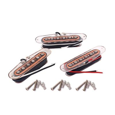 China Set Of Single Coil Pickup Set SSS For Fender Strat Style Guitar Copper Color With Transparent Cover for sale