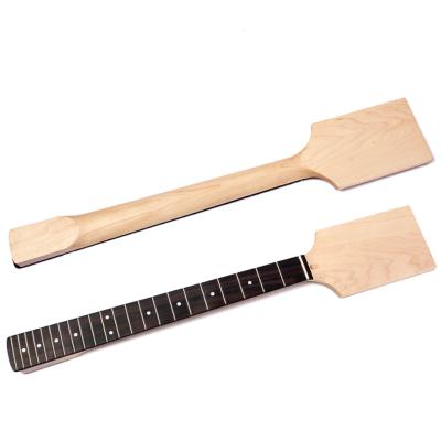 China Cigar Box Guitar Neck Maple Paddle Headstock 22 Fret For Electric Guitar Neck Rectangle headstock Black for sale