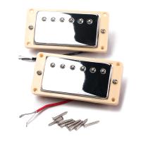 China Cream Chrome Mini Humbucker Bass Pickups Set N8K/B14.5K For LP Guitar for sale