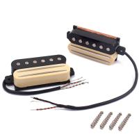 China Humbucker Pickups Dual Rail Pickup Double Coil Four Cable Yellow Black Plastic With Screws for sale