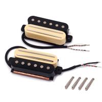 China Humbucker Pickups Dual Rail Pickup Double Coil Four Cable Yellow Black Plastic With Screws for sale