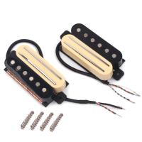 China Humbucker Pickups Dual Rail Pickup Double Coil Four Cable Yellow Black Plastic With Screws for sale
