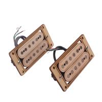 China Wood Color Electric Guitar Pickups Double Coil  8~9K/14~15K PVC Output Line for sale