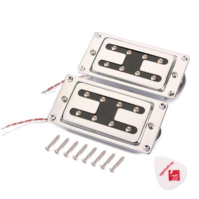 China Alnico 5 Humbucker Pickup Set Dual Coil H Style Pickups Chrome 9~10K Output LP Electric Guitars for sale
