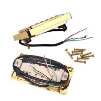China Mini Humbucker Pickup Double Coil Chrome Gold N14k/B15.2k For Lp Electric Guitars 5-Conductor PVC for sale