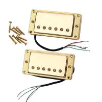 China Mini Humbucker Pickup Double Coil Chrome Gold N14k/B15.2k For Lp Electric Guitars 5-Conductor PVC for sale