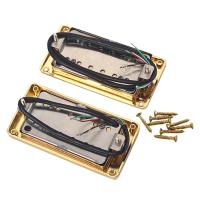 China Mini Humbucker Pickup Double Coil Chrome Gold N14k/B15.2k For Lp Electric Guitars 5-Conductor PVC for sale