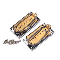China Mini Humbucker Pickups Set With Alnico 5 Magnet Silver Color Cloth Covered Output Line for sale