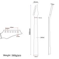 China Orange Dots Inlay Maple 24 Fret Bass Guitar Neck Satin Finished for sale