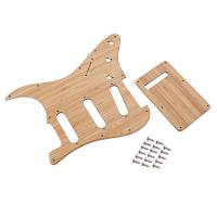 China Bamboo Electric Guitar Pickguard SSS 11 Holes with Back Plate Screws for ST electric guitar Accessories Parts for sale