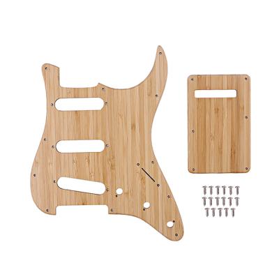 China Bamboo Electric Guitar Pickguard SSS 11 Holes with Back Plate Screws for ST electric guitar Accessories Parts for sale