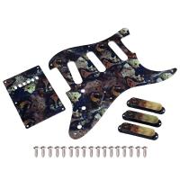 China Battlefield Pattern 3-Ply Standard SSS Electric Guitar Pickguard Set Screw Back Plate Scratch Plate ST Electric Guitars for sale
