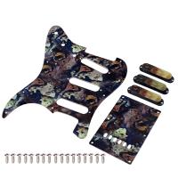 China Battlefield Pattern 3-Ply Standard SSS Electric Guitar Pickguard Set Screw Back Plate Scratch Plate ST Electric Guitars for sale