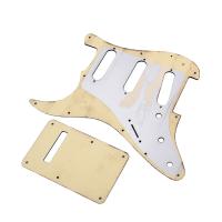 China 3 Ply Wood Grain Pattern Gutiar Pickguard SSS Type Scratch Plate With Back Plate 11 Hole Size For ST Style Guitars for sale