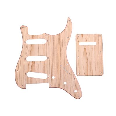 China 3 Ply Wood Grain Pattern Gutiar Pickguard SSS Type Scratch Plate With Back Plate 11 Hole Size For ST Style Guitars for sale