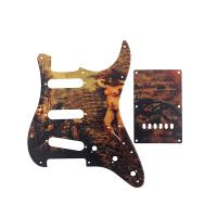China Lady Pattern 3-Ply PVC Guitar Pickguard SSS Scratch Plate With Back Plate Fender ST Style Electric Guitars for sale