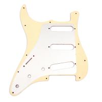 China 3Ply 11-Hole SSS Electric Guitar Pickguard yellow Pearl Flower Patter Scratch Plate For ST Style Guitar Accessories for sale