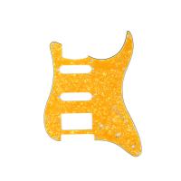 China 3 Ply SSH Electric Guitar Pickguard Pearl Yellow 11 Hole Scratch Plate Fits For ST Guitar Accessories for sale