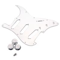 China SSS Silver Mirror Guitar Pickguard 11 Holes Guitar Scratch Plate 2T1V Knobs For FD Strat Electric Guitars for sale