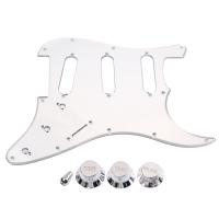 China SSS Silver Mirror Guitar Pickguard 11 Holes Guitar Scratch Plate 2T1V Knobs For FD Strat Electric Guitars for sale