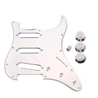 China SSS Silver Mirror Guitar Pickguard 11 Holes Guitar Scratch Plate 2T1V Knobs For FD Strat Electric Guitars for sale
