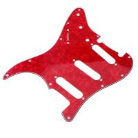 China SSS Electric Guitar Pickguard 3Ply 11-Hole Pearl Red Scratch Plate Fender Stratocaster Style Guitar Accessories Parts for sale