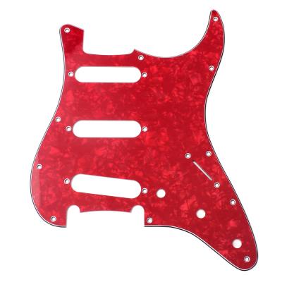 China SSS Electric Guitar Pickguard 3Ply 11-Hole Pearl Red Scratch Plate Fender Stratocaster Style Guitar Accessories Parts for sale