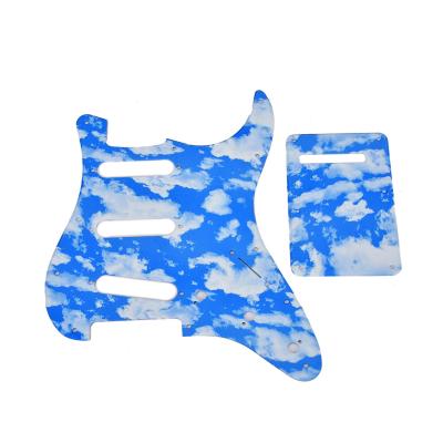 China 3Ply 11 Holes SSS Electric Guitar Pickguard Blue Sky Scratch Plate Back Plate Easy To Install for sale