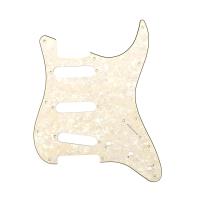 China Stratocaster Style Electric Guitar Pickguard ST 3Ply 11-Hole Scratch Plate Cream Pearl PVC for sale
