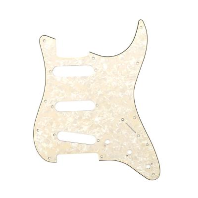 China Stratocaster Style Electric Guitar Pickguard ST 3Ply 11-Hole Scratch Plate Cream Pearl PVC for sale