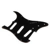 China 3Ply 11 Hole SSS Electric Guitar Pickguard Black Scratch Plate White Back Plate for sale