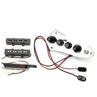 China Alnico 5 Jazz JB Bass Pickup Neck/Bridge And Loaded Wired Control Plate with Black Knobs Set for 4 String Bass Parts for sale