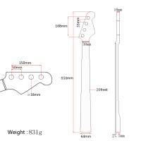 China Jazz Bass Replacement Neck 20 Frets Guitar Neck C Shape Maple wood 33.78