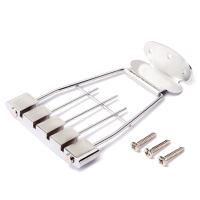 China Jazz Bass Bridge Tailpiece Silver 4 Strings Low Tailpieces Replacement Zinc Alloy for sale