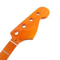 China Bass Guitar Replacement Neck 21 frets Maple wood yellow Glossy Modern c Black Dot for sale