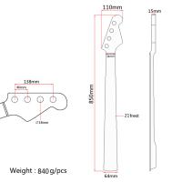 China Matte Finish Bass Neck Adjustable Truss Rod Maple Bass Guitar Necks 21 Frets for sale